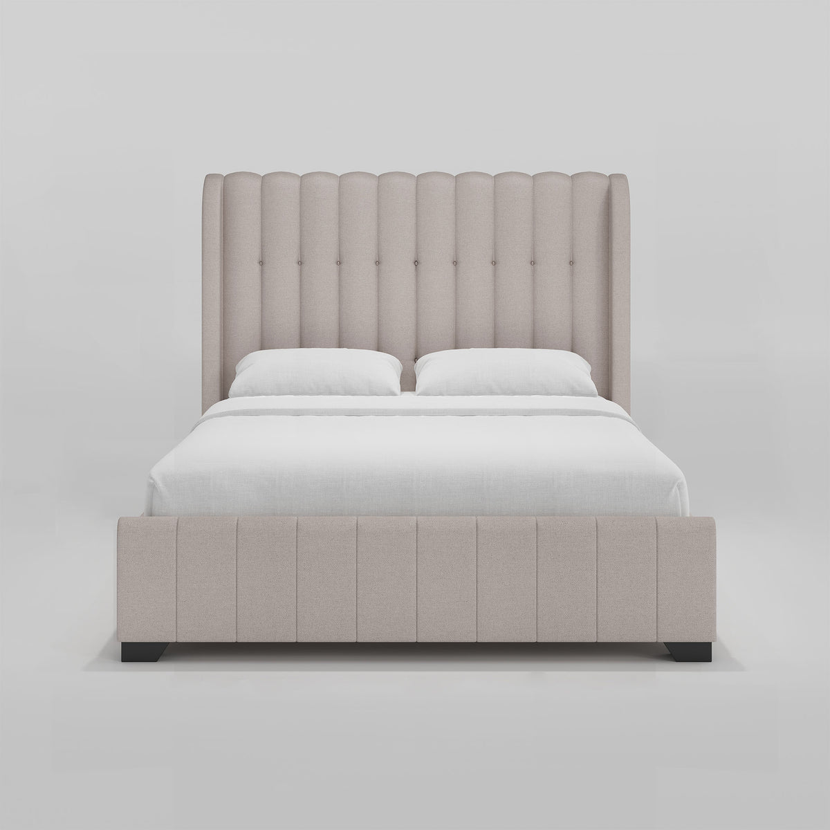 5' Megan Upholstered Bed Frame Beige Fabric | Moffett & Sons