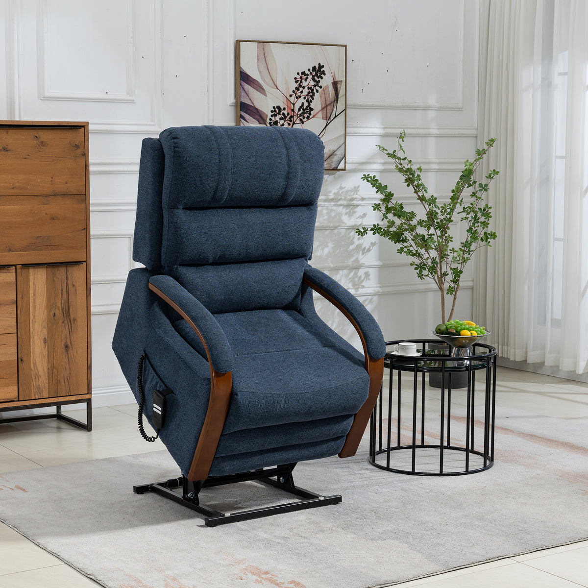 Eastbourne Lift Tilt Chair Blue Fabric | Moffett & Sons