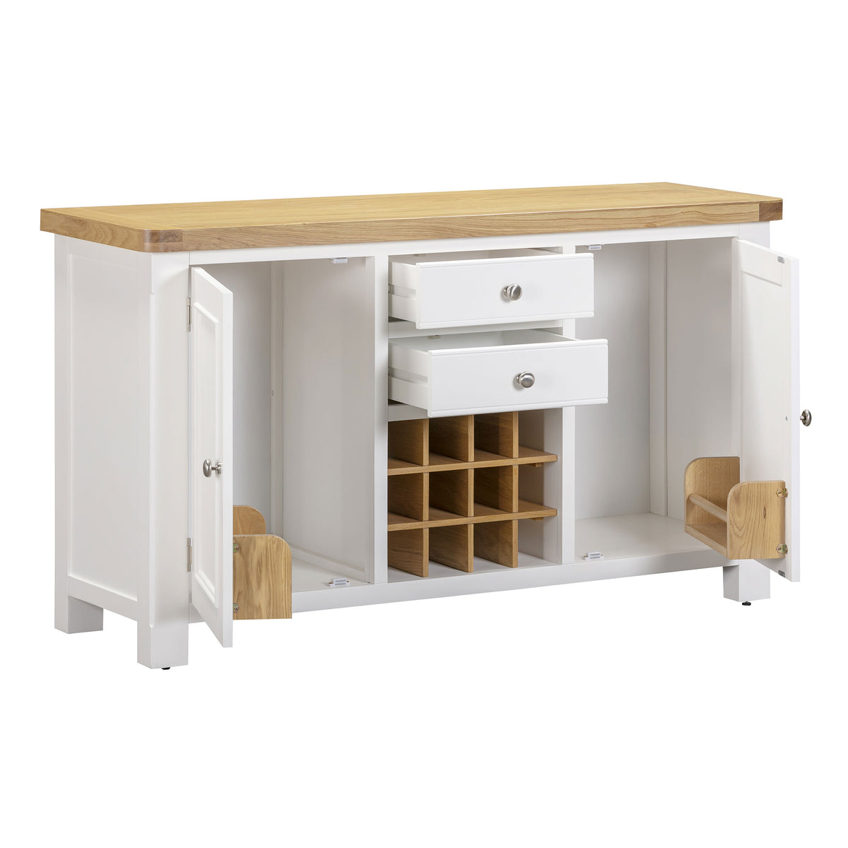 Mayfair Large Sideboard with Wine Rack - Oak/White | Moffett & Sons