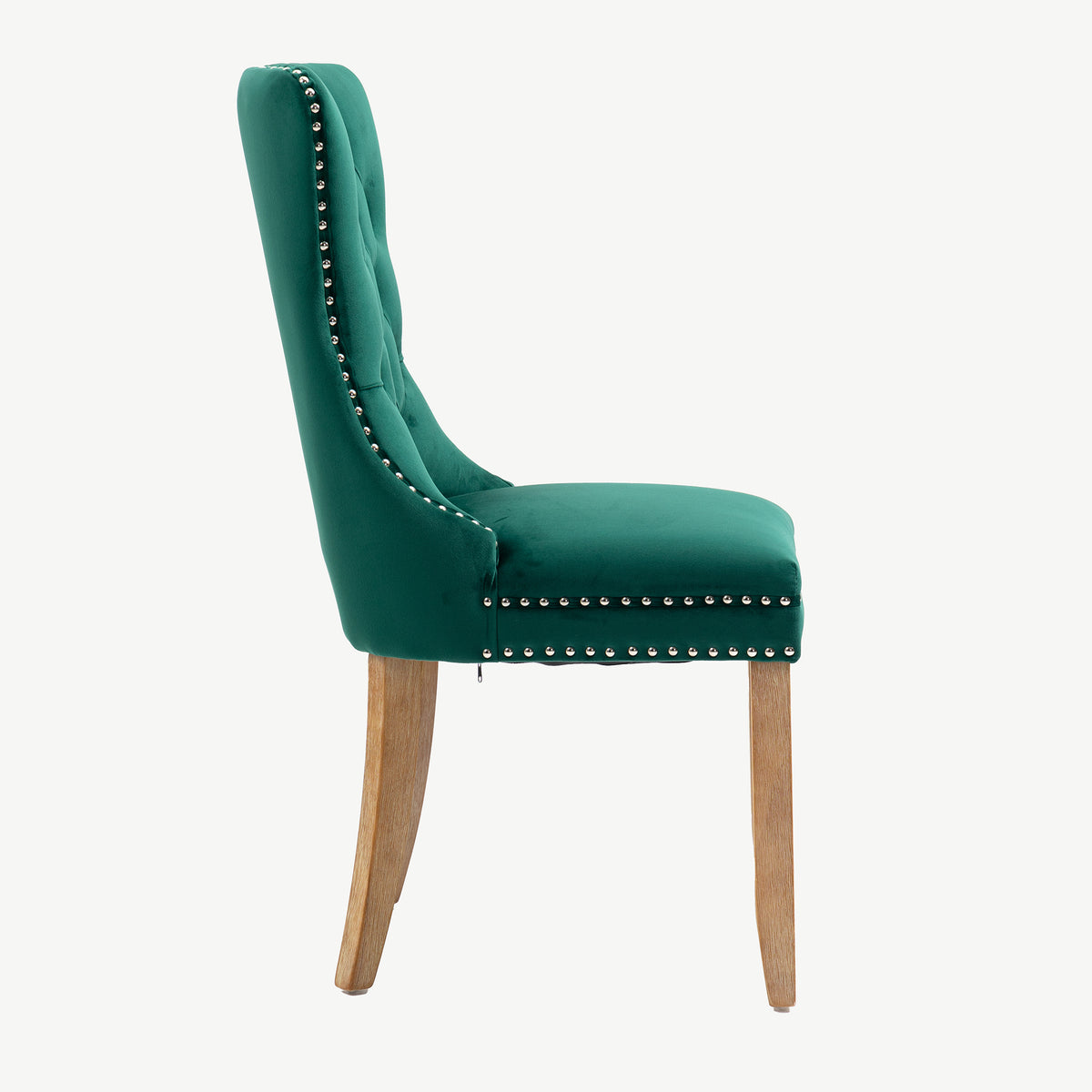 Kacey Dining Chairs Green Velvet Brushed Leg | Moffett & Sons