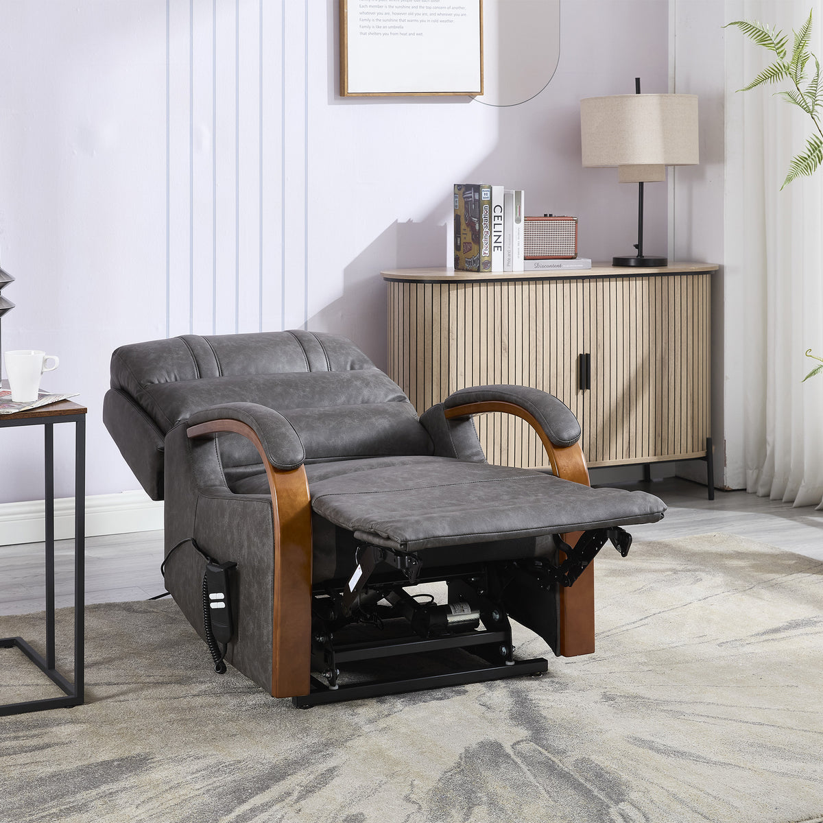 Eastbourne Lift Tilt Chair Charcoal Grey PU | Moffett & Sons